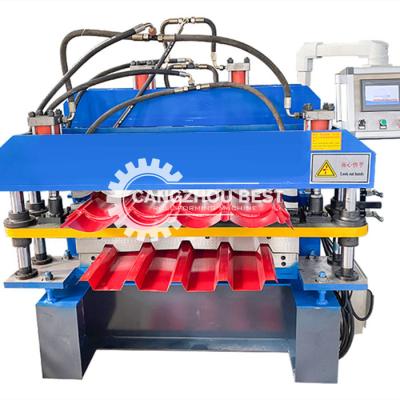 China 0.3mm PPGI Roofing Sheet Roll Forming Machine Double Layer Tile Making for sale