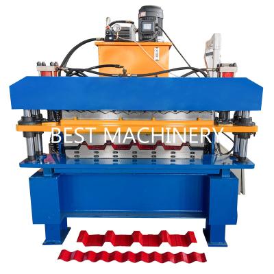 China 686mm 762mm Hydraulic Roofing Sheet Roll Forming Machine Double Layer for sale