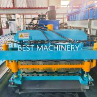 China Roman Tile Box 0.8mm Steel Profile Roll Forming Machine Gearbox Driven for sale