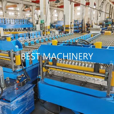 China Plc Control Corrugated Metal Roofing Machine Hydraulic Cutting Chain Driven for sale