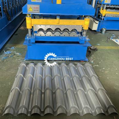China Boliva Popular Design Spanish Roof Tile Roll Forming Machine Steel Glazed for sale