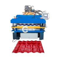 China Double Layer Trapezoidal Roof Tile & Zee Tile Cold Roll Forming Machine 4m/Min for sale