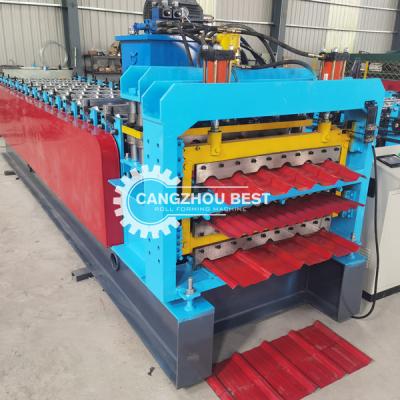 China Three Layer Steel Corrugated Trapezoidal Roofing Sheet Making Machines for sale