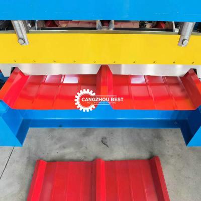 China PLC Three Peaks Steel Panel Roll Forming Machine Color Coated Sheet Making Machine for sale