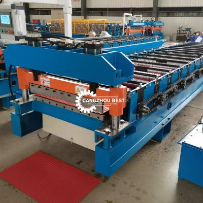 China PPGI Coil Corrugated Roofing Steel Profile Roll Forming Machine 8-12m/Min for sale