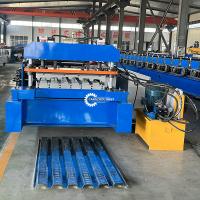 China Steel Decking Floor Sheet Panel Roll Forming Machine With Press Logo for sale