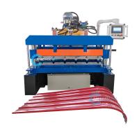 China Color Steel Profile Trapezoidal Roof Sheet Roll Forming Machine With Crimping for sale