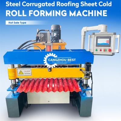 China Corrugated Roof Sheet Color Metal Roof Tile Roll Forming Machine Galvanized for sale