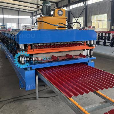 China Popular Profile Tr4 Corrugated PLC Roofing Sheet Roll Forming Machine Double Layer for sale