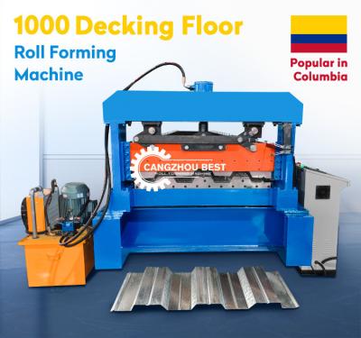 China Galvanized 0.7-1.5mm Floor Deck Roll Forming Machine 28 Groups Rollers for sale