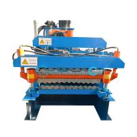 China Color Trapezoidal IBR Steel Roof Roll Forming Machine Hydraulic Cutting Device for sale