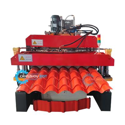 China Color Steel PLC Control Double Layer Roofing Sheet Bamboo Tile Roll Forming Machine for sale
