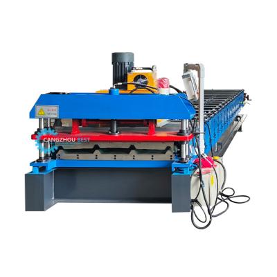 China Hydraulic Cutting 5.5kw Galvanized Steel Double Layer Roofing Panel Profile Roll Forming Machine for sale