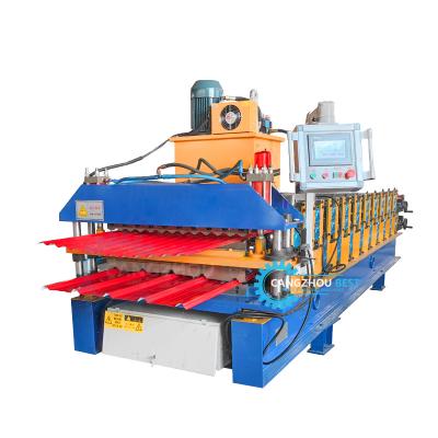 China 1000mm Coil Width IBR Sheet Corrugated Steel Profile Double Layer Roll Forming Machine for sale