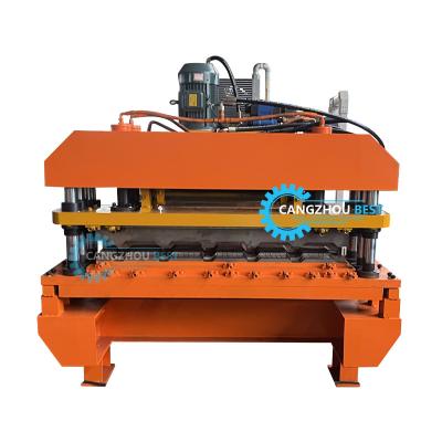 China Hydraulic Cutting 5.5kw Power Color Steel Profile Russia Tile Roll Forming Machine for sale