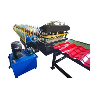 China Hydraulic Cutting Trapezoid Step Tile Making Roll Forming Machine for sale