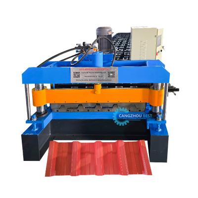 China Color Steel High Rib Steel Profile IBR Trapezoidal Roof Sheet Roll Forming Machine for sale