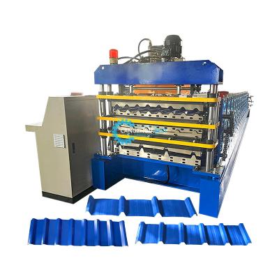 China Three Layer Corrugated Roof Tile Trapezodial Roof Sheet Roll Forming Machine for sale
