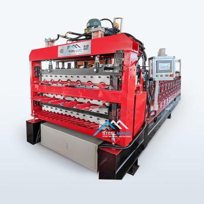 China South America Four Pillars Cutter Frame Three Layer Roofing Sheet Roll Forming Machine for sale