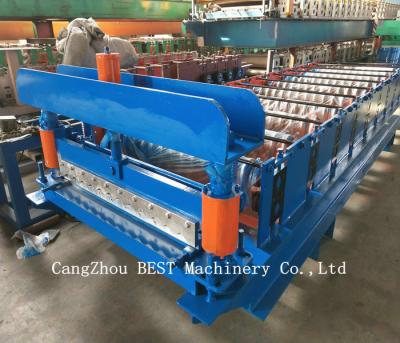 China Corrugated Roof Sheet Steel Making Roll Forming Machine Hydraulic Cutting for sale