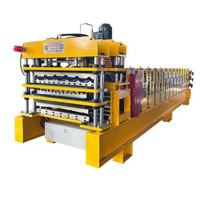 China PPGI &GI Steel Three Layer Roof Sheets Roll Forming Machine Production Line for sale