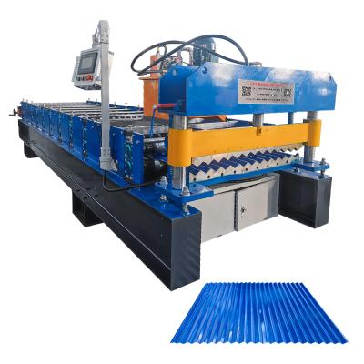 China Automatic Hydraulic PLC Control Steel Profile Corrugated Roof Making Roll Forming Machine for sale