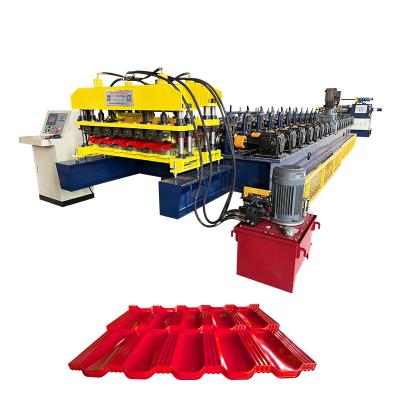 China Hydraulic Cutting 3D Steel Euro Tile Profile Roofing Tile Roll Forming Machine for sale