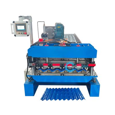 China 0.3 mm - 0.8 mm Colonial Glazed Tile Manufacturing Machine, Metal Sheet Roofing Tile Roll Forming Machine for sale