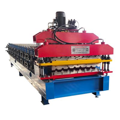 China Double layer two profile in one machine glazed tile and R101 roof panel making machine for sale