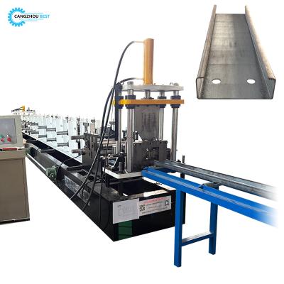 China PLC Control Auto Change Size 80-300mm C Purlin Roll Forming Machine for sale