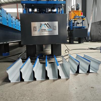 China Hydraulic Cutting Type Steel Profile K Gutter Making Roll Forming Machine for sale
