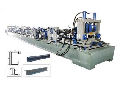 China Galvanized Steel C/Z Purlin Roll Forming Machine Automatically With Pre - Cutting for sale
