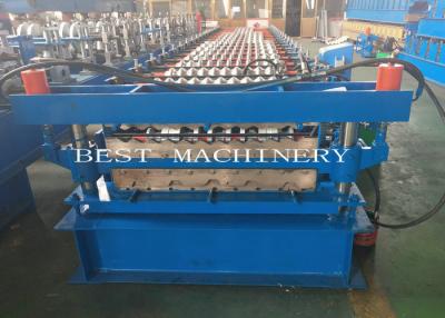China Double Layer Steel Corrugated Roofing Sheet Roll Forming Machine PLC PPGI for sale