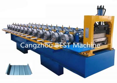 China Standing Seam Boltless Roof Panel Roll Forming Machine Hydraulic Cutting Type for sale
