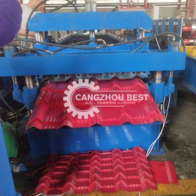China Zinc Galvanizing Hydraulic Cutting Double Layer 840 Roofing Sheet Roll Forming Machine for sale