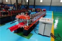 China Low Noise Roof Ridge Cap Roll Forming Machine With Single Chain Transmission for sale