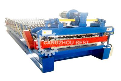China Metal Floor Deck Roll Forming Machine With Hydraulic Steel Cutting And Electric Rolling Machine for sale