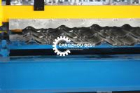 China Chain Drive Roof Tile Roll Forming Machine With Hydraulic Pressing Cutting Devices for sale