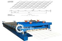 China Chain Drive Roof Tile Roll Forming Machine With Hydraulic Pressing Cutting Devices for sale