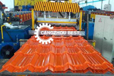 China Colorful Stone Coated Roof Tile Roll Forming Machine With 6pcs / Min Speed for sale