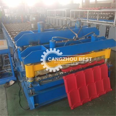 China Hydraulic Cutting Galvanized 1310mm Glazed Tile Forming Machine for sale