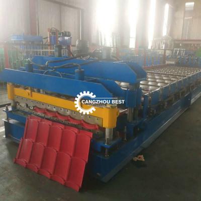 China Corrugated Metal Profile Floor Ppgi Tile Roll Forming Machine for sale