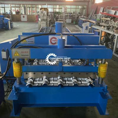 China Glossy Steel Profile 0.3-0.8mm Roof Tile Roll Forming Machine for sale