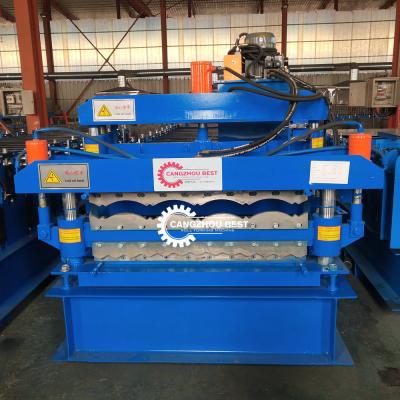 China Corrugated Iron Step Tile Double Layer Roll Forming Machine For Sheet Metal for sale