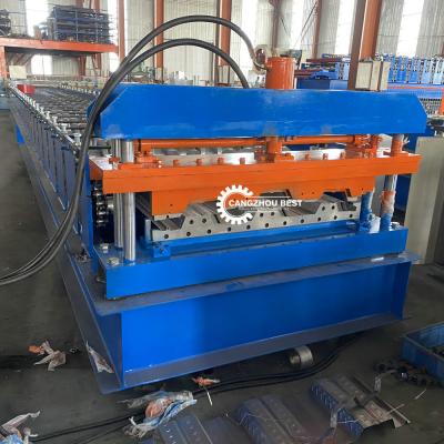 China Construction Material Metal 15kw Floor Deck Roll Forming Machine for sale