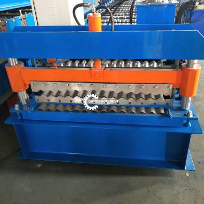 China PPGI Color Steel Automatic Cutting 0.3mm Corrugated Sheet Roll Forming Machine for sale