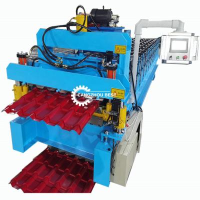 China Double Layer Glazed Tile Ppgi Ibr Sheet Making Machine Trapezoidal Roof Press for sale