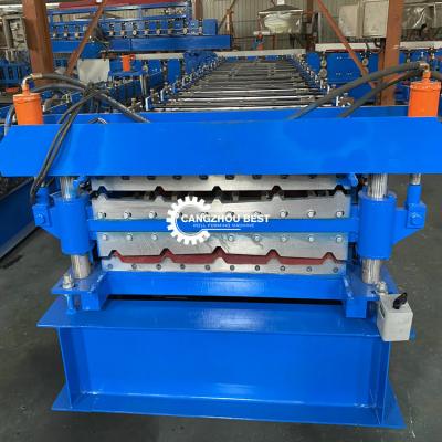 China Double Layer PPGI Roofing Sheet Manufacturing Machine Color Steel Ibr Trapzodial Corrugated for sale