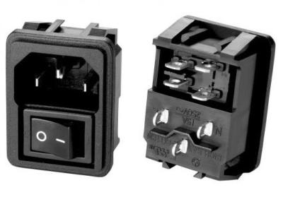 China IEC 60320 C14 3PIN AC Power Plug Female Socket 15A 250V Screw Mount with ON-OFF Switch for sale