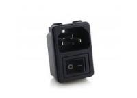 China IEC 60320 C14 3PIN AC Power Plug Female Socket 15A 250V Screw Mount with ON-OFF Switch for sale